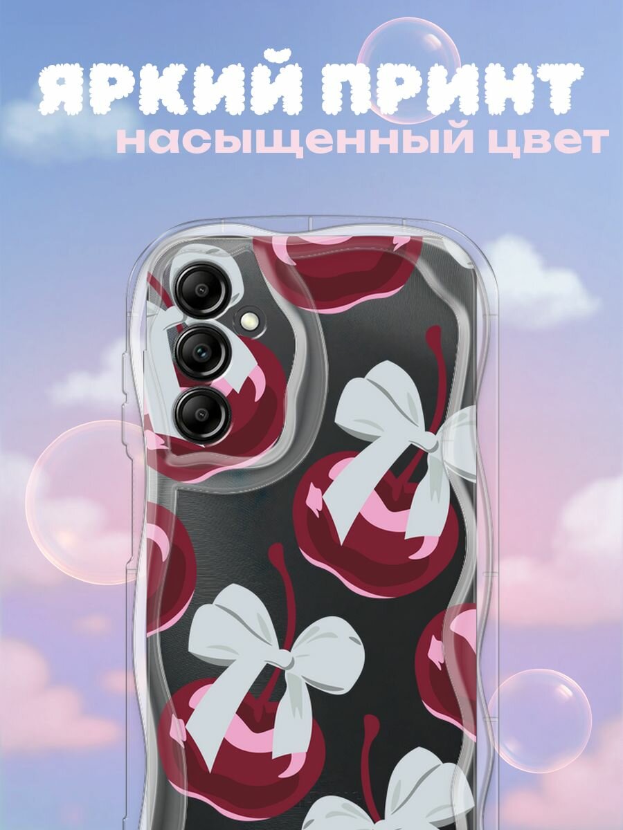 Чехол на Samsung Galaxy A15 / Самсунг А15 с принтом "Вишни с бантами" — фото 1
