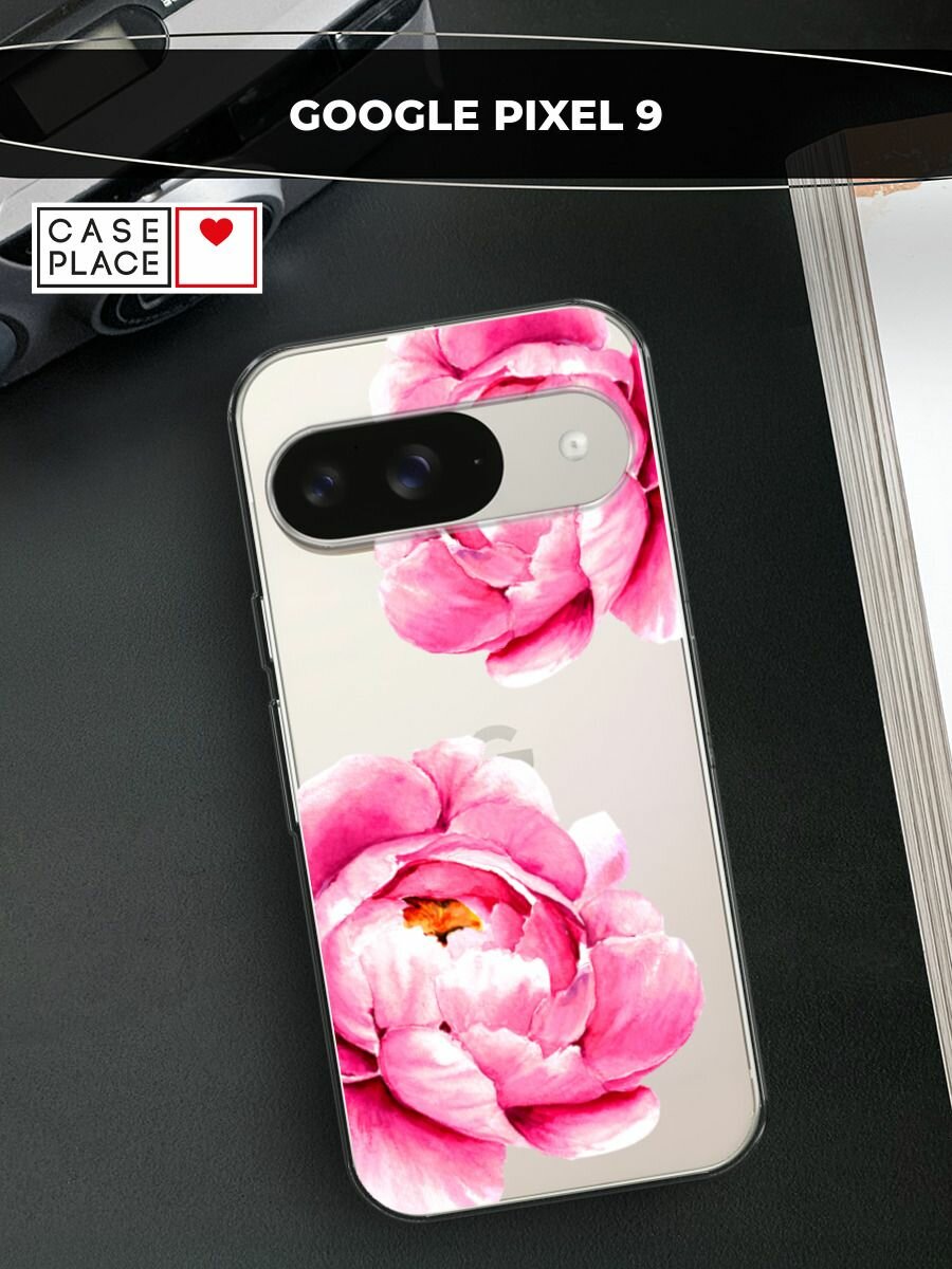 Чехол на Google Pixel 9 / Гугл Пиксель 9 с принтом "Open peonies", прозрачный