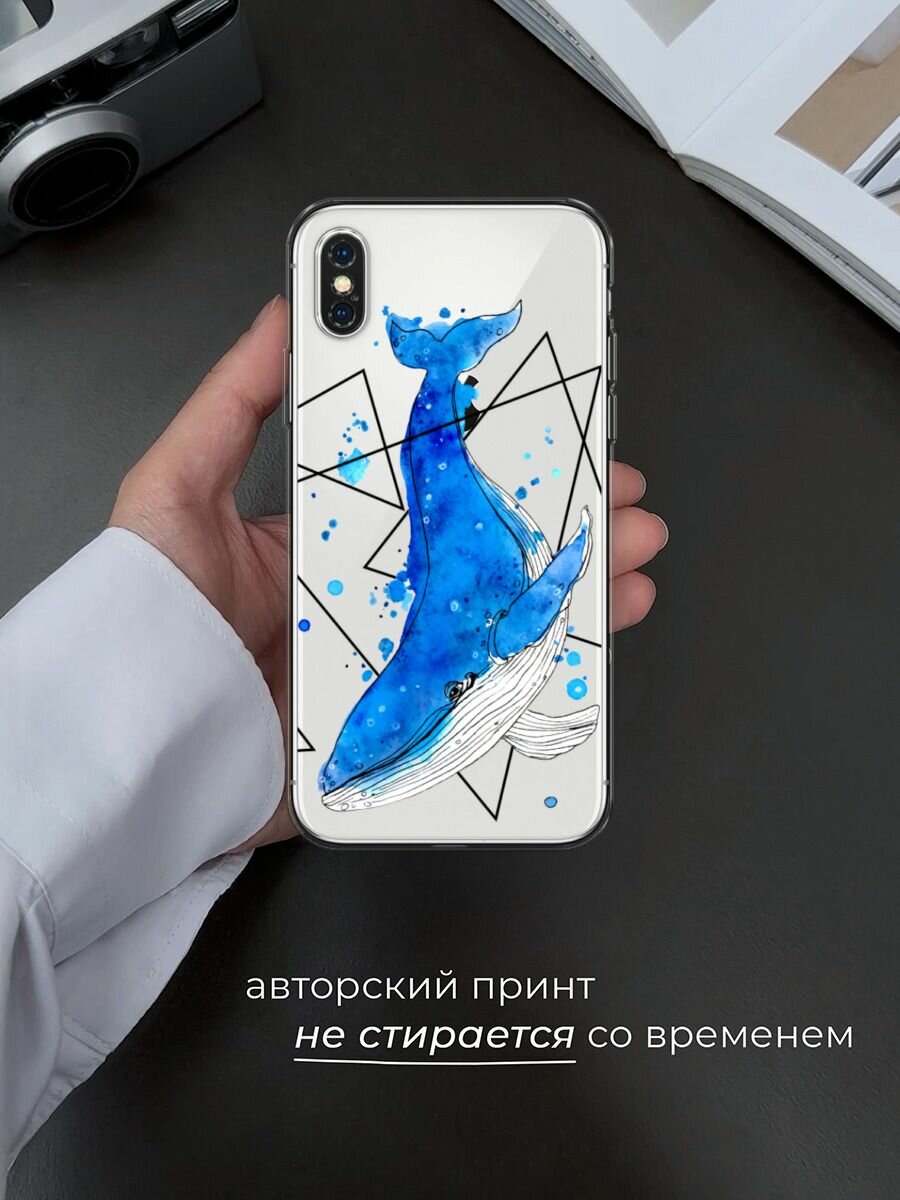 Чехол на Apple iPhone XS Max / Айфон XS Max с принтом "Кит графика", прозрачный — фото 1