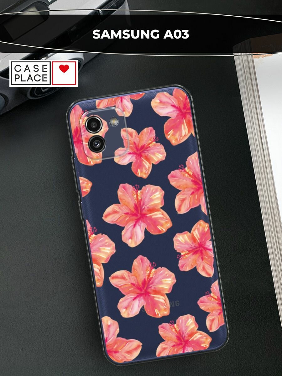 Чехол на Samsung Galaxy A03 / Самсунг Галакси А03 с принтом "Pink flowers"