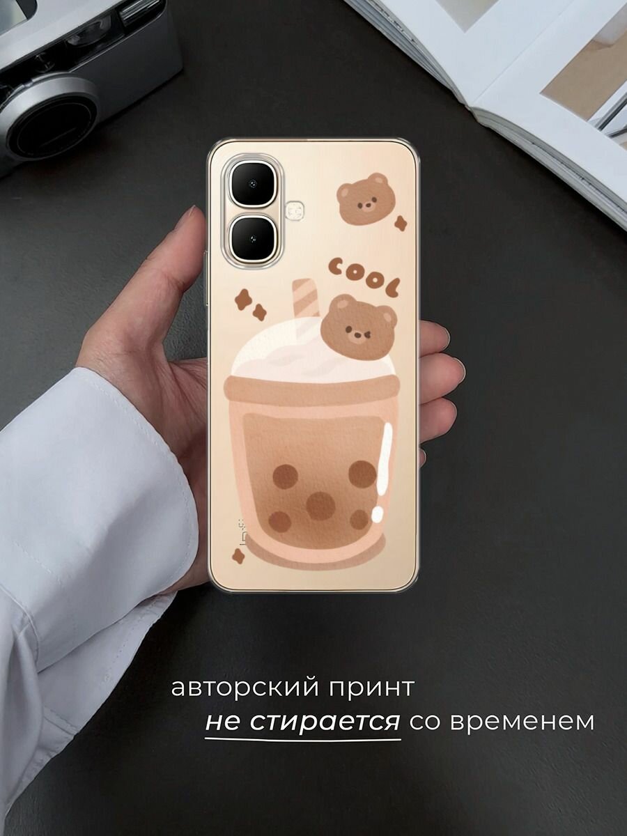 Чехол на Infinix Smart 10 / Инфиникс Смарт 10 с принтом "Кофе 2", прозрачный — фото 1