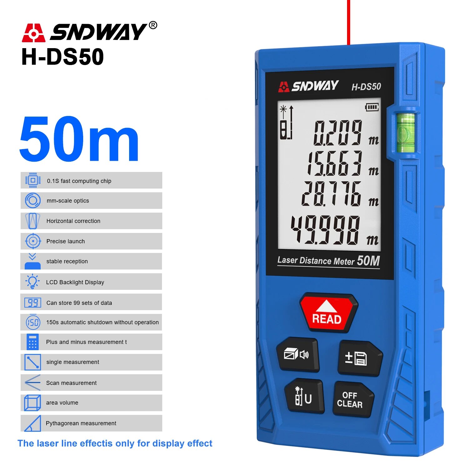 SNDWAY Лазерный дальномер 40/50/70/100 м H-DS50