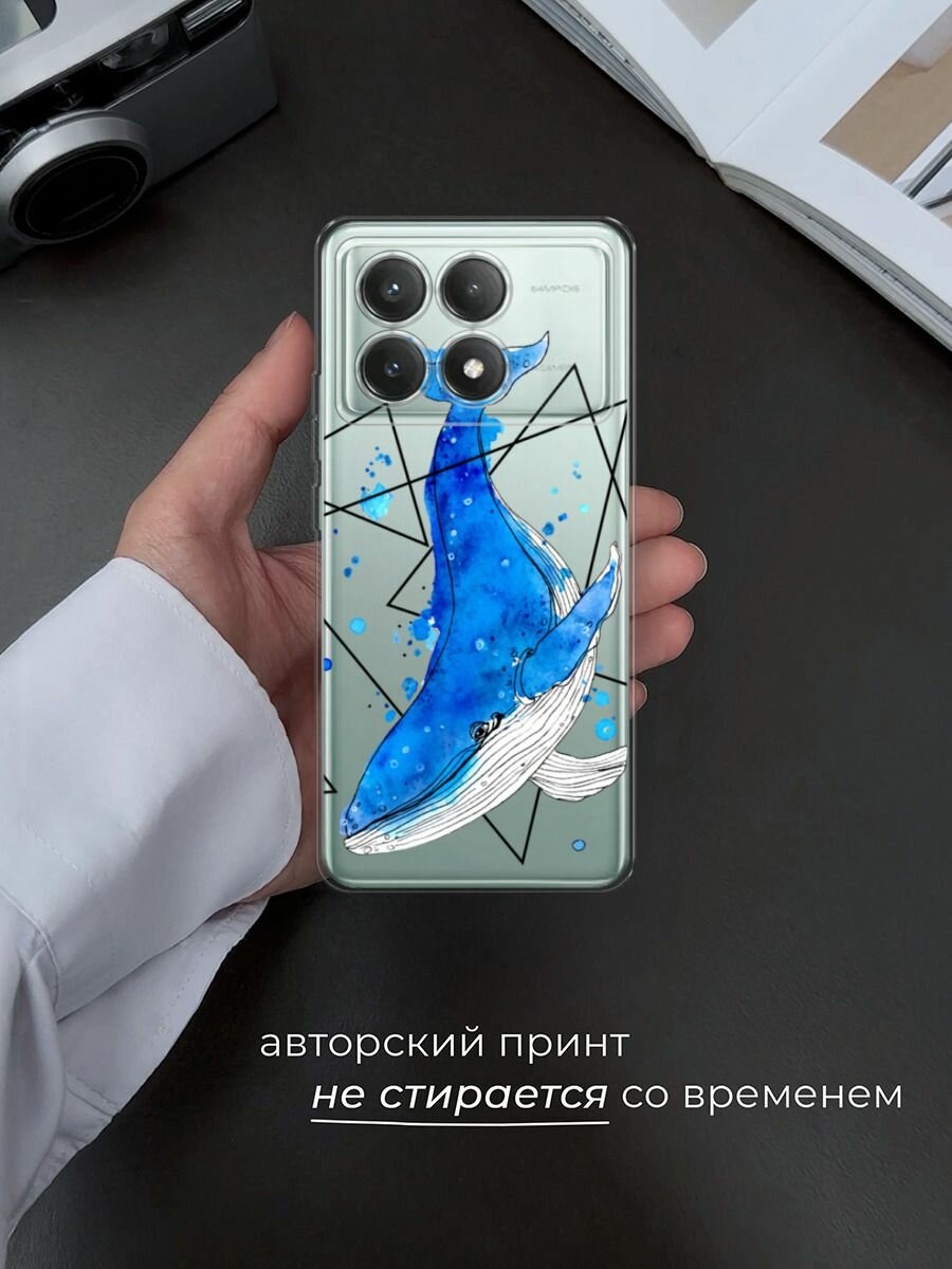 Чехол на Xiaomi Poco X6 PRO 5G / Поко X6 Про 5G с принтом "Кит графика", прозрачный — фото 1