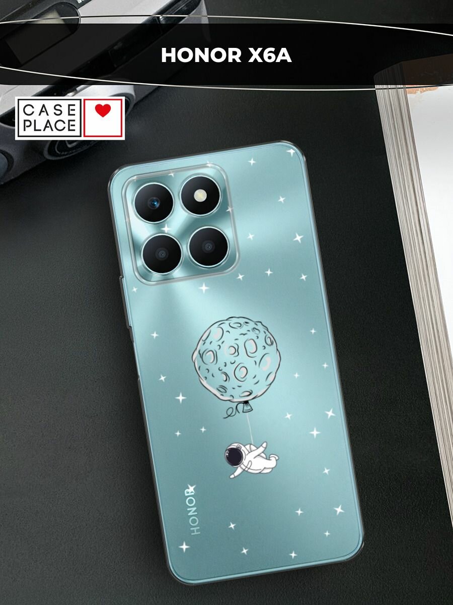 Чехол на Honor X6A / Хонор X6A с принтом "Лунный полет", прозрачный