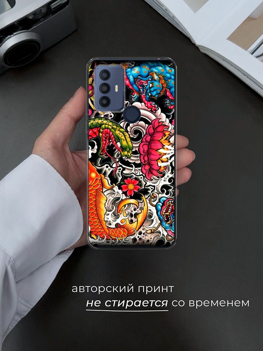 Чехол на TCL 30E/30 SE/305/306 / ТСЛ 30E с принтом "Японское искусство" — фото 1