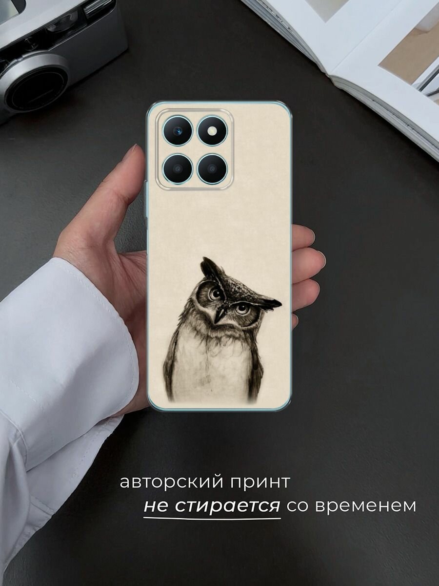 Силиконовый чехол на Honor X6A / Хонор X6A с принтом "Сова" — фото 1