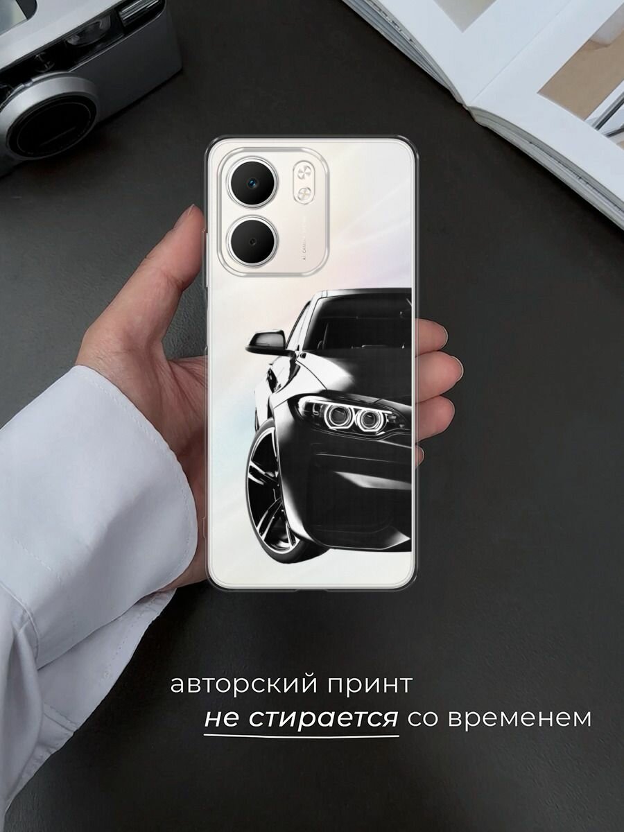 Чехол на Oppo A5x / Оппо А5x с принтом "Крутая черная машина", прозрачный — фото 1
