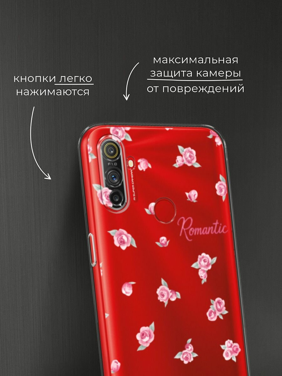 Чехол на Realme C3 / Реалми C3 с принтом "Romantic 2", прозрачный — фото 1