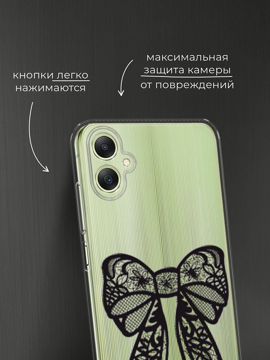 Чехол на Samsung Galaxy A06 / Самсунг Галакси А06 с принтом "Черный сетчатый бант 2" — фото 1