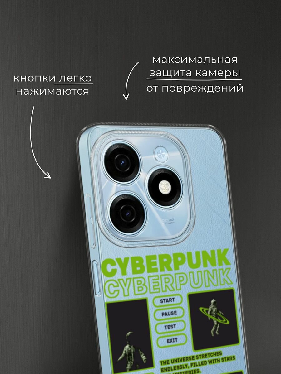 Чехол на Tecno Spark 20 / Текно Спарк 20 с принтом "Cyberpunk", прозрачный — фото 1