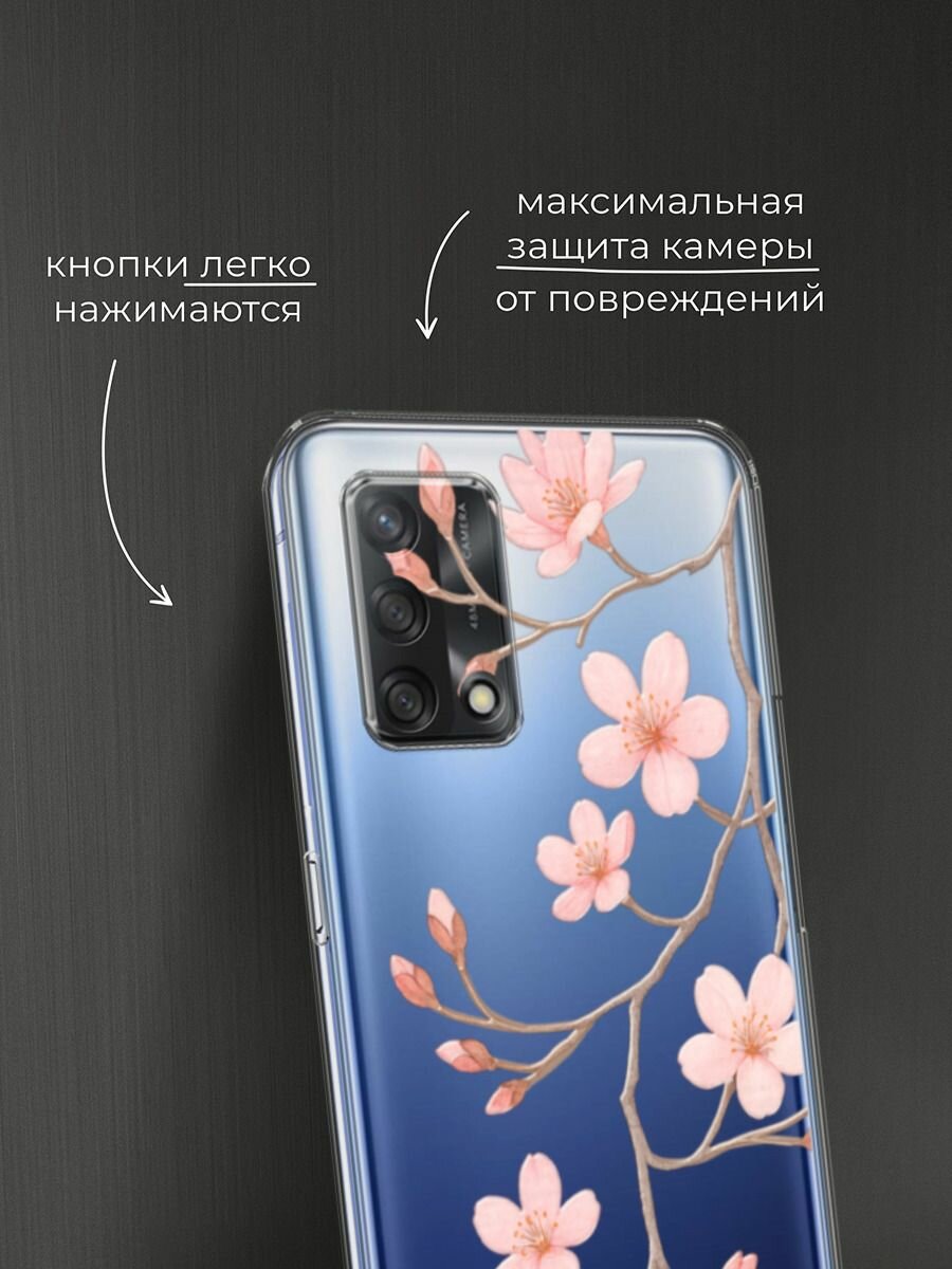 Чехол на Oppo A74 / Оппо A74 с принтом "Веточка распускающейся сакуры 2" — фото 1