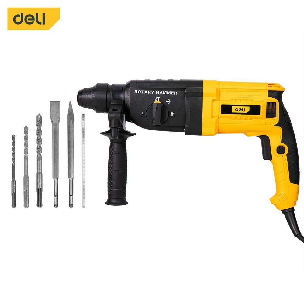 Перфоратор Deli Перфоратор Deli DL-DC26-E1 || (800Вт, 3Дж, 4900уд/мин, 1100об/мин, кейс, в комплекте 3 бура,пика,долото) уц-2-6