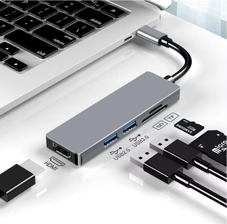 10-в-1 USB-концентратор Type-C, док-станция USB 3.0, адаптер 4K HDMI для MacBook, ноутбука, телефона.