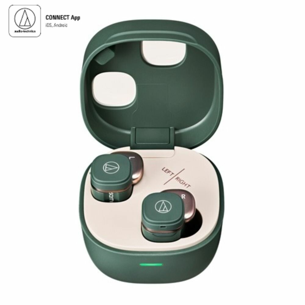 Audio-Technica Наушники беспроводные с микрофоном Audio-Technica ATH-SQ1TW2, Bluetooth, USB Type-C, зеленый