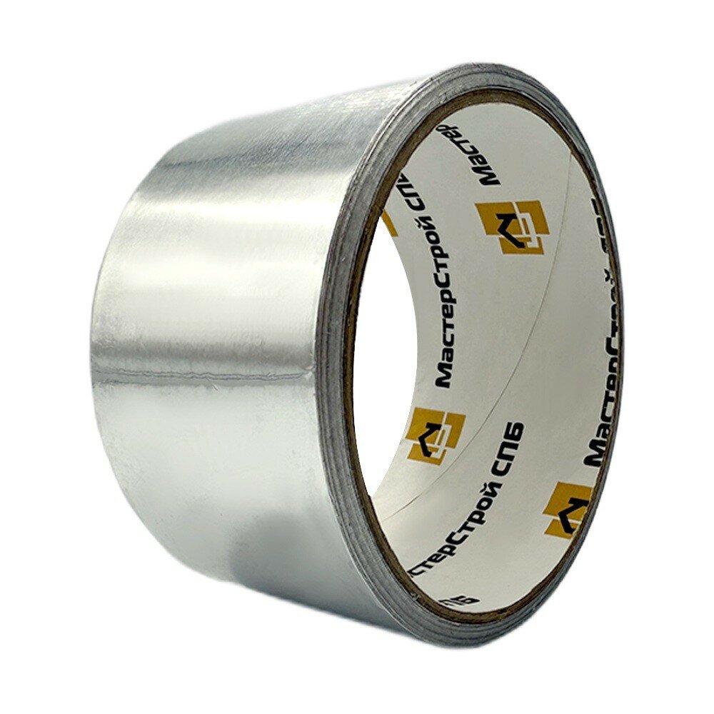 МастерСтрой СПБ алюминиевая клейкая лента 48 мм × 10 м, толщина 50 мкм для монтажа