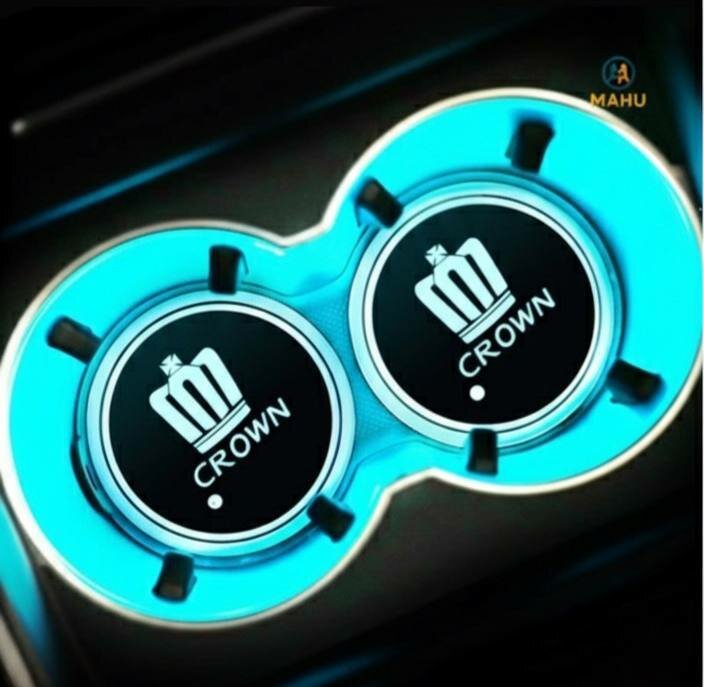 Светодиодная подсветка в автомобильные подстаканники с логотипом марки автомобиля LEXUS, комплект 2 шт.