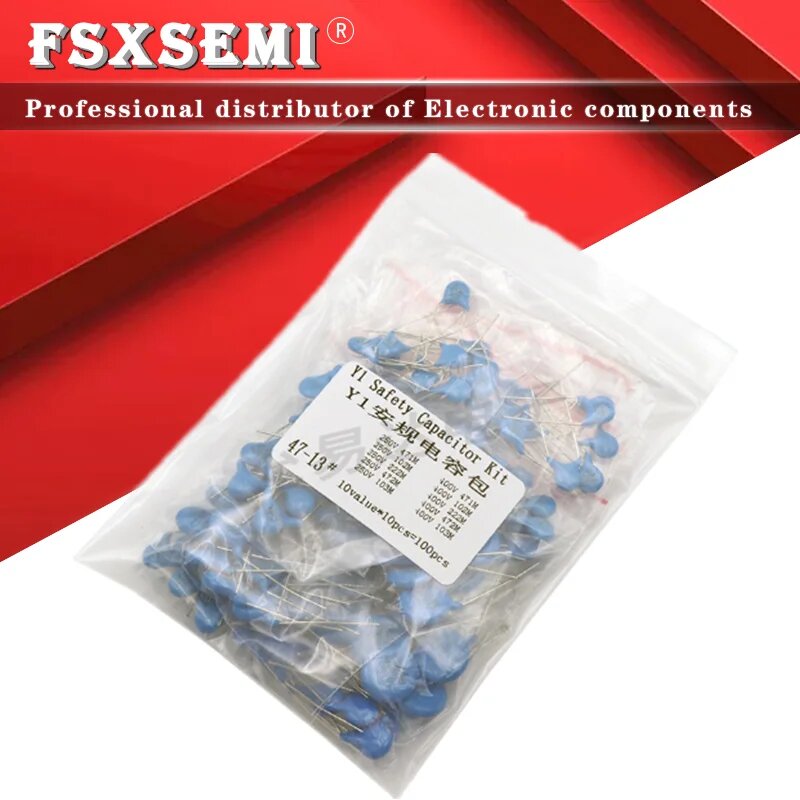 FSXSEMI Безопасный Y-образный конденсатор набор для сборки 100 шт