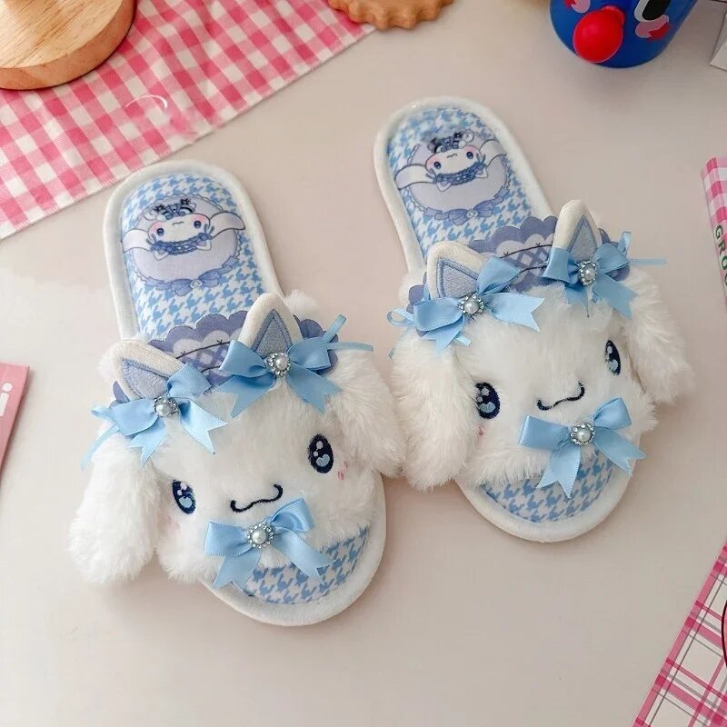 MINISO Домашние тапочки Hello Kitty с мультяшным персонажем "Коричная собачка", весенне-летняя обувь для дома, нескользящие плоские домашние тапочки на все сезоны для девочек, Размер: Один размер для EU 36-39