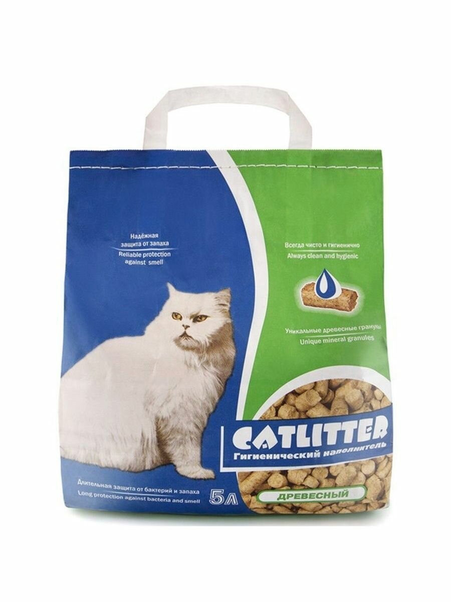 Catlitter Наполнитель для кошачьего туалета 5л древесные гранулы 8 мм