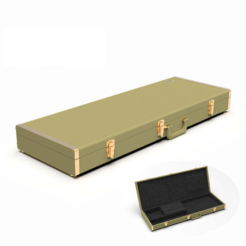 Деревянный футляр для электрогитары: портативный квадратный футляр, роскошная модель с мелкозернистой плоской отделкой, подходит для гитар брендов IBANEZ, FENDER, PRS, ESP и других, цвет: зеленый