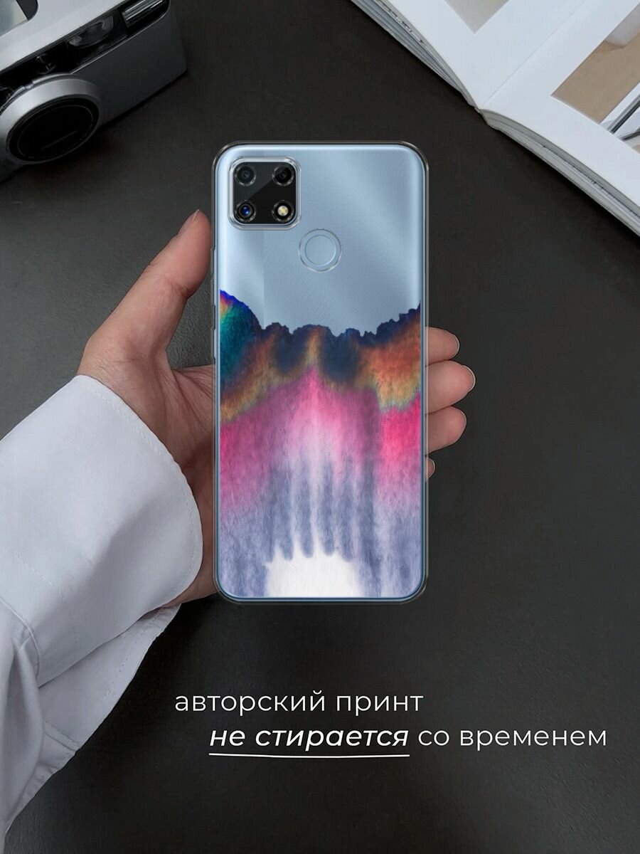Чехол на Realme C25/C25s / Реалми С25/C25s с принтом Акварельная абстракция, прозрачный — фото 1