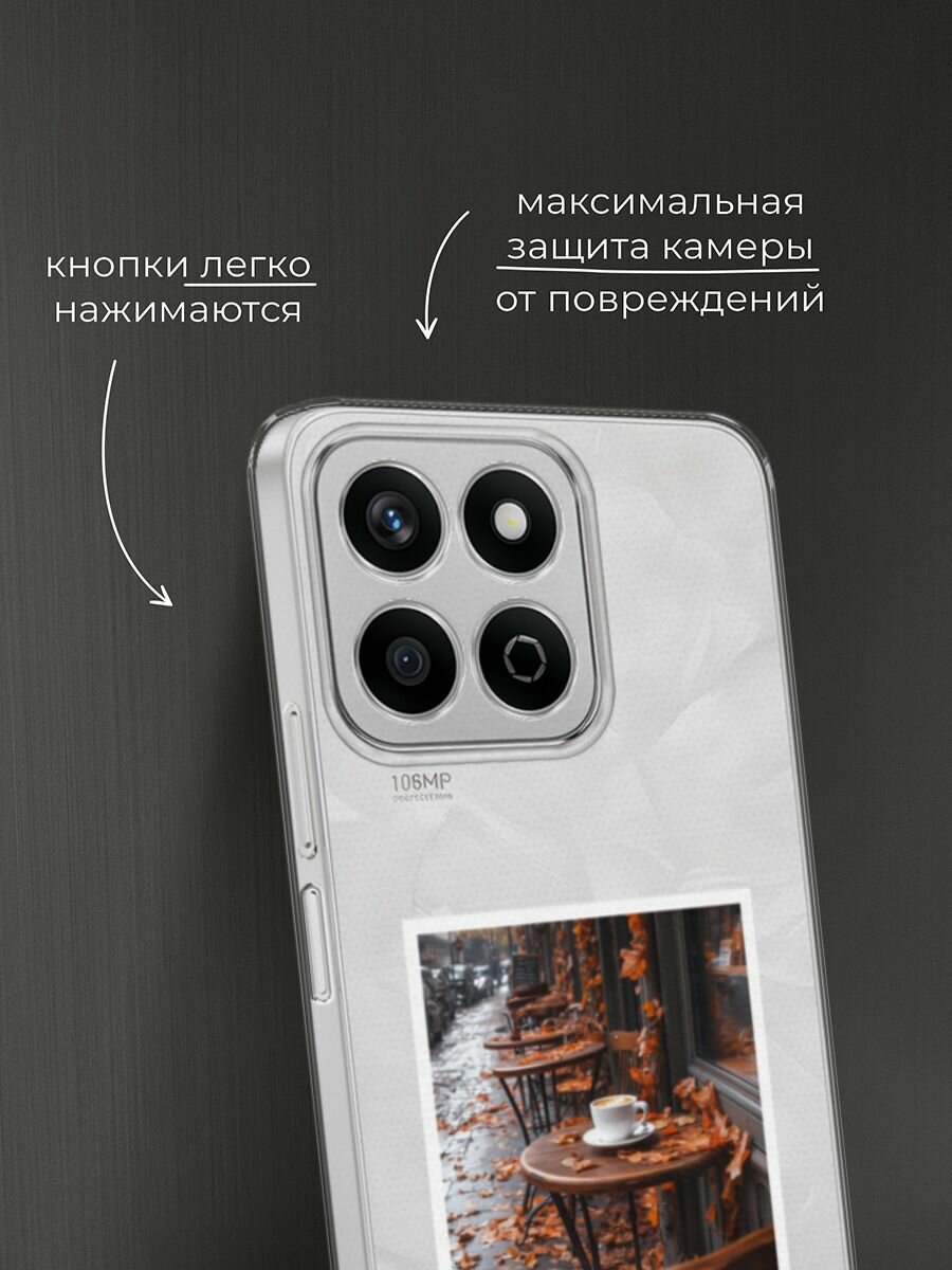 Силиконовый чехол на Honor X7c / Хонор X7c с принтом Осень и кофе — фото 1