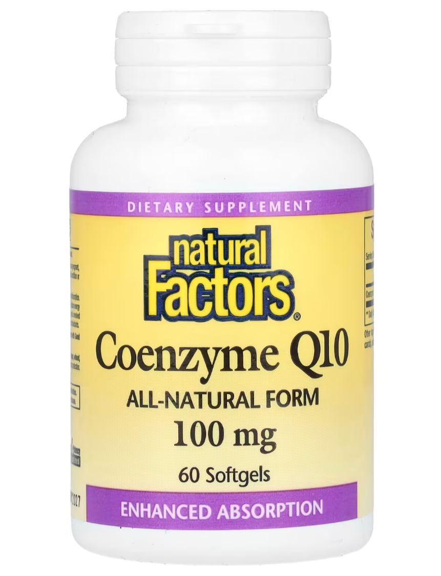 Natural Factors Коэнзим Q10 Увеличенная абсорбция 100 мг 60 гелевых капсул