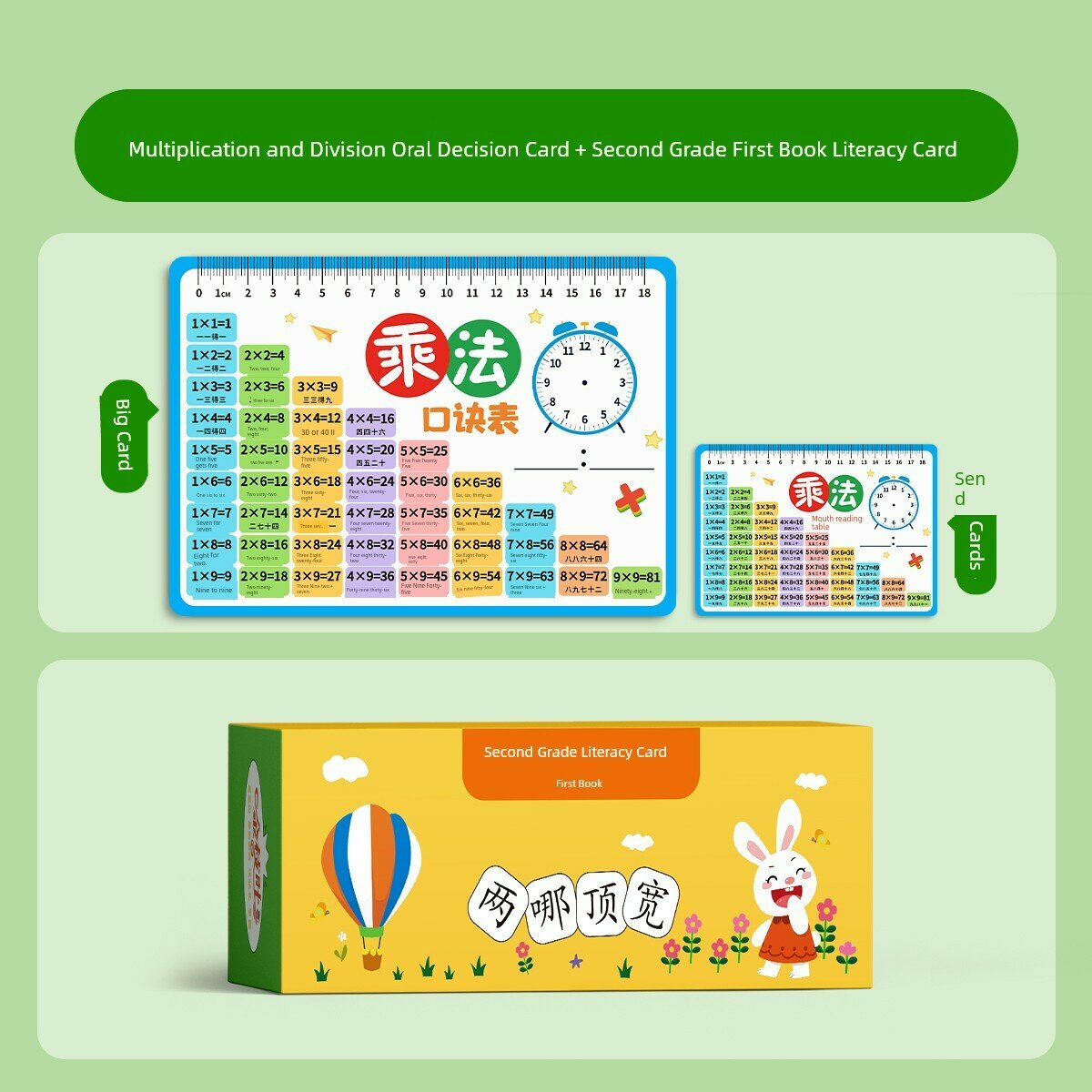 Карточки таблицы умножения и деления с карточками распознавания иероглифов для 2 класса
