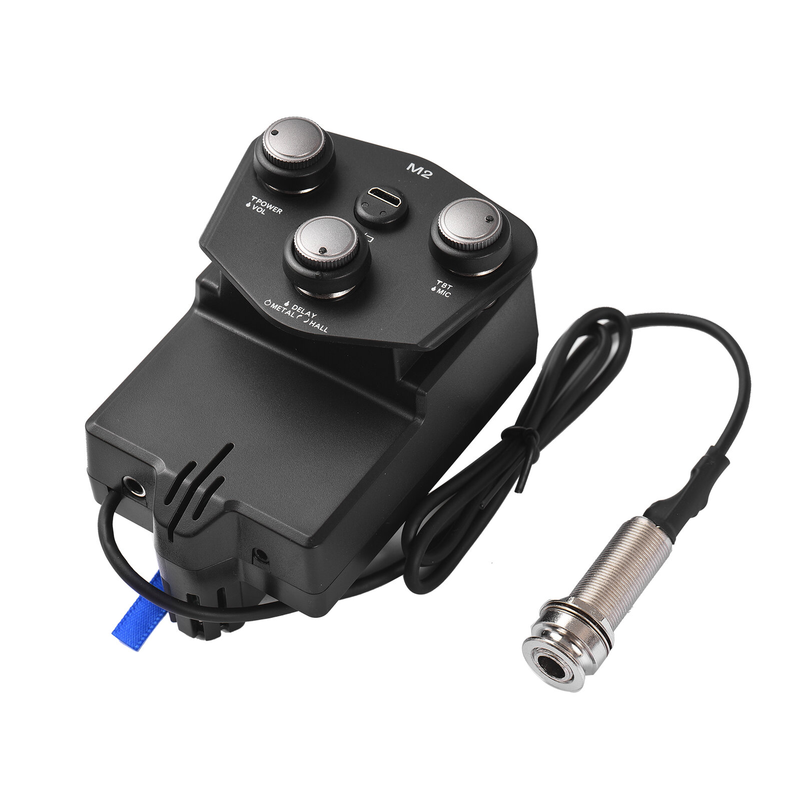 Звукоподборщик для гитары M2 Resonant Pickup с литиевым аккумулятором 2200mAh BT DIY Kit для классической и народной гитары, материал ABS, размер 95.1*68.8*69.7mm, вес 263g, отверстие для монтажа 12mm, в комплект входят: 1 основной блок, 1 панель