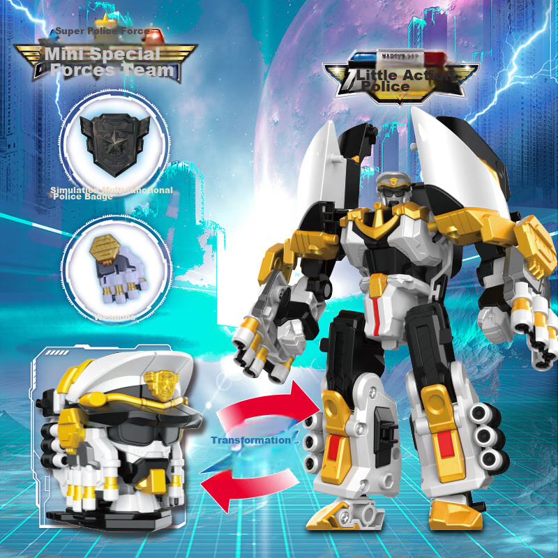 Mini Special Agent Team 7 Super Battle Agent Toy, Water Agent Robot, 2 Forms, Lusi Battle Agent Transforming Mecha, Gift for Young Boys