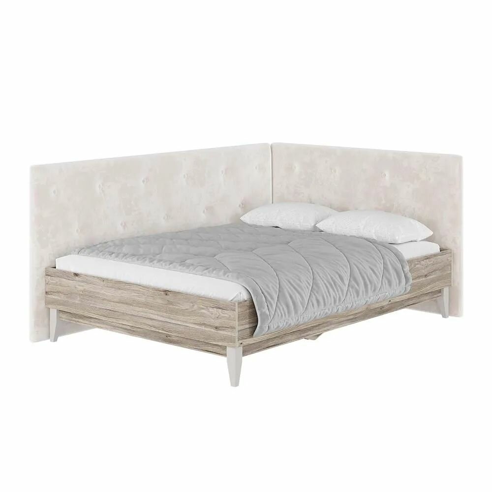 Кровать 1,4 м "Скандика" КР-14 дуб смоки + изголовье + бок (БТС)