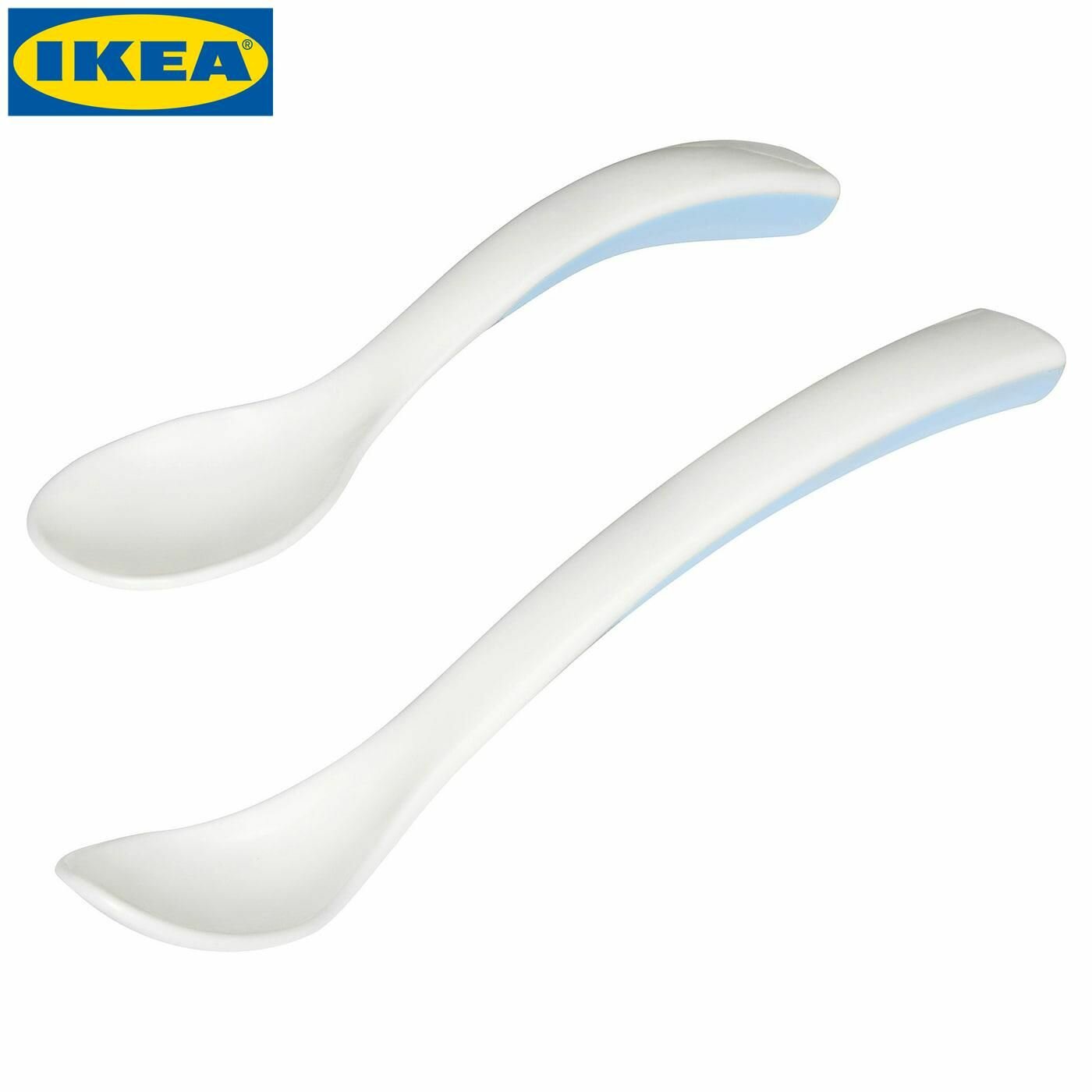 IKEA (икеа) Ложка для кормления Пойа и детская ложка, белый/голубой