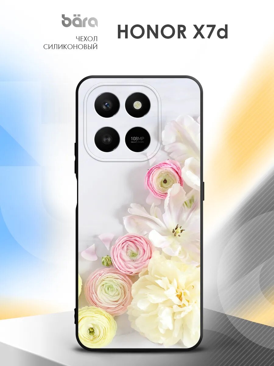 Чехол на Honor X7d/ Хонор Х7д накладка, защитный, матовый, черный с рисунком
