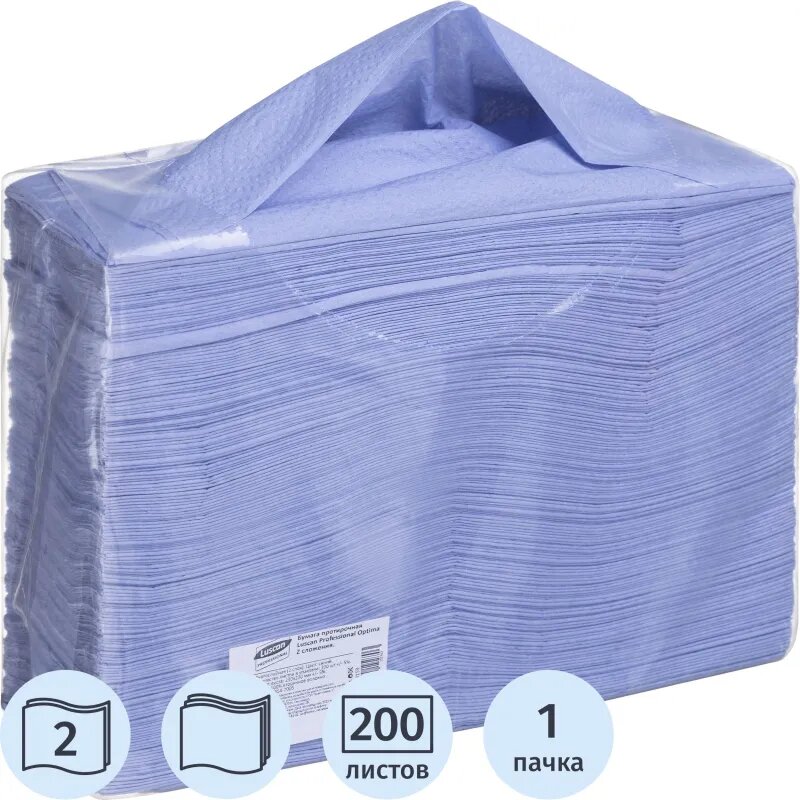 Бумага протирочная лист Luscan Professional Optima 2сл Zсл 200л/уп синяя