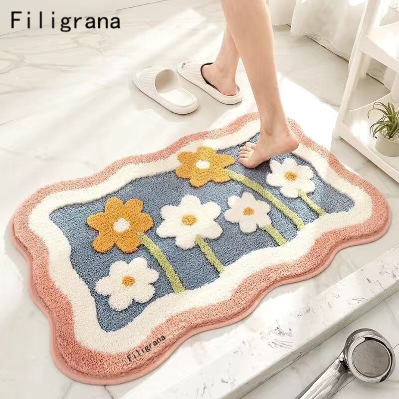 Коврик для ванной комнаты Filigrana ins из искусственного кашемира, впитывающий и нескользящий.80cmX120cm