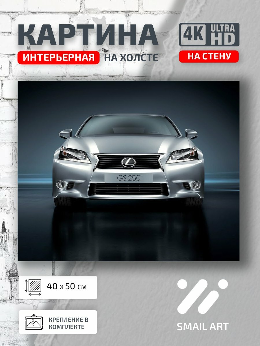 Картина на холсте интерьерная 40 на 50 на стену Серебристый gs250 для киномана авто дизайн