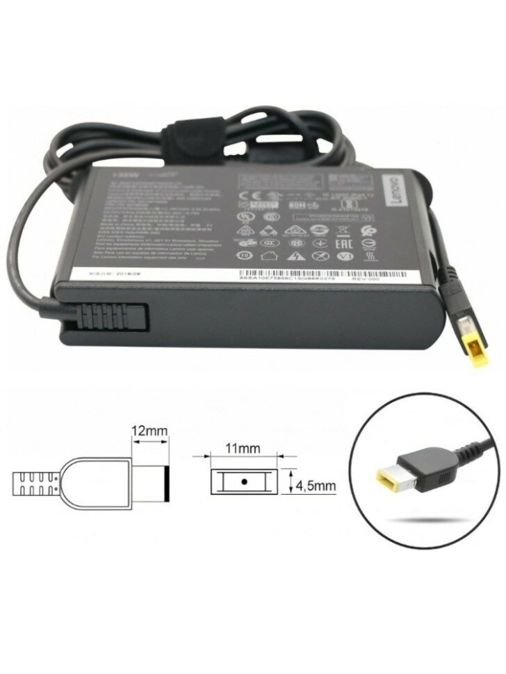 Зарядное устройство для ноутбука Lenovo, Legion Y520-15IKBN, 20V - 6.75A, (Штекер: прямоугольный) 135 Вт Slim Round