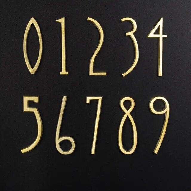 1 шт. Набор из цельной латуни с золотыми цифрами и буквами для дома, отеля, мастерской, офиса, компании, общежития, для самостоятельного изготовления настенного украшения с цифрами от 0 до 9.