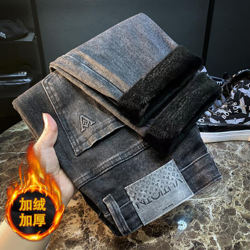 MON Мужские Джинсы Осень Новые Слим Эластичные Стиральные Кэжуал Деним, Размер_34