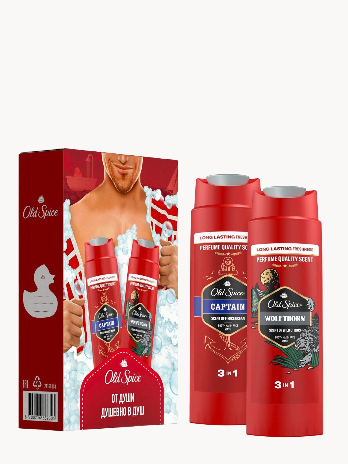 Мужской набор Old Spice гель для душа Captain 250мл + гель для душа Wolfthorn 250мл