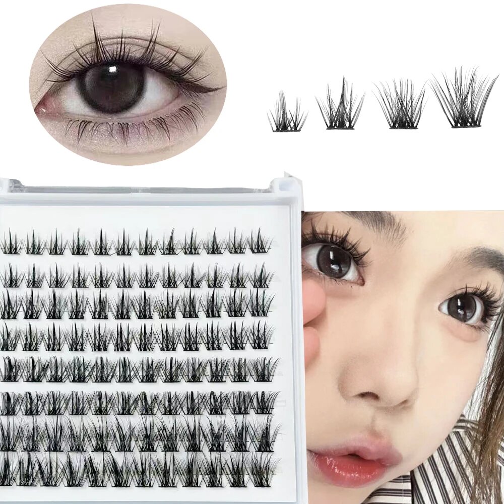 Набор Для Самостоятельного Наращивания Ресниц: 96 Пучков Пышных, Вьющихся Накладных Ресниц Из Синтетического Волокна, Тип C/D