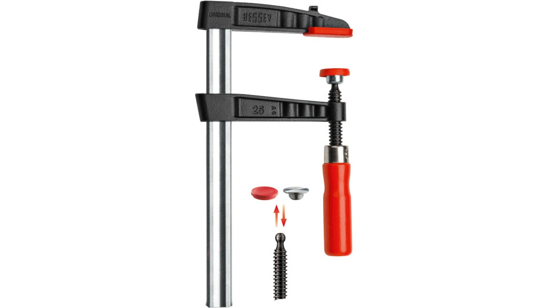 Струбцина BESSEY чугунная TG50S17 500/175, 6 кН, деревянная ручка