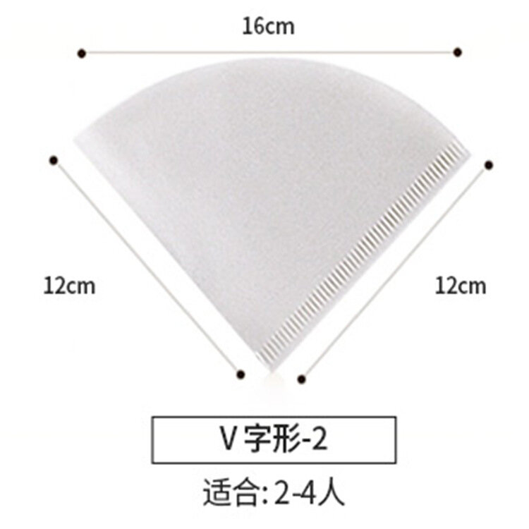 Белая V-образная кофейная фильтровальная бумага тип 2, пищевой сорт древесной массы, 100 листов в упаковке, для
