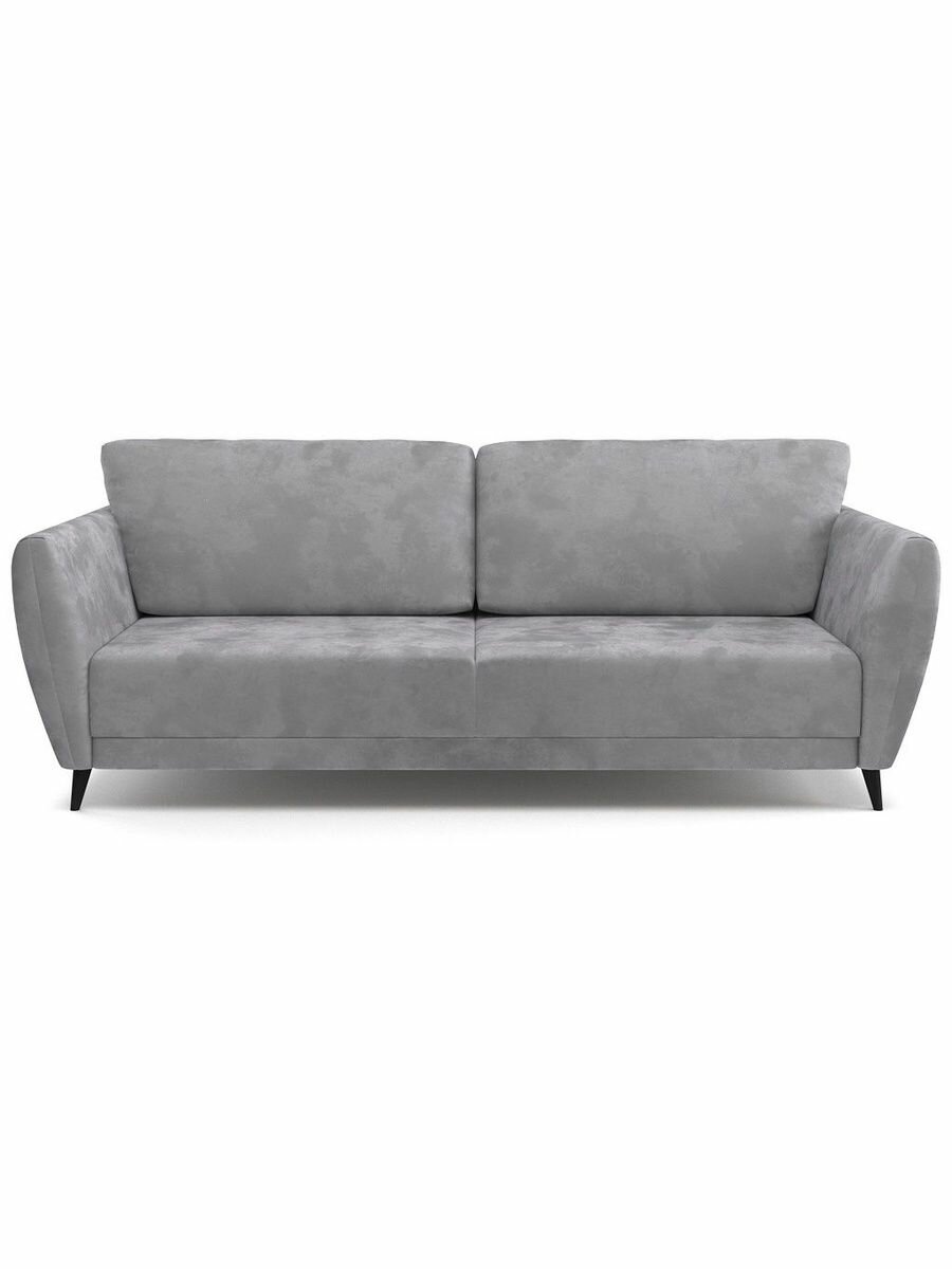 Диван-кровать раскладной PUSHE Фабьен Smart 140, велюр серый Nebby 316