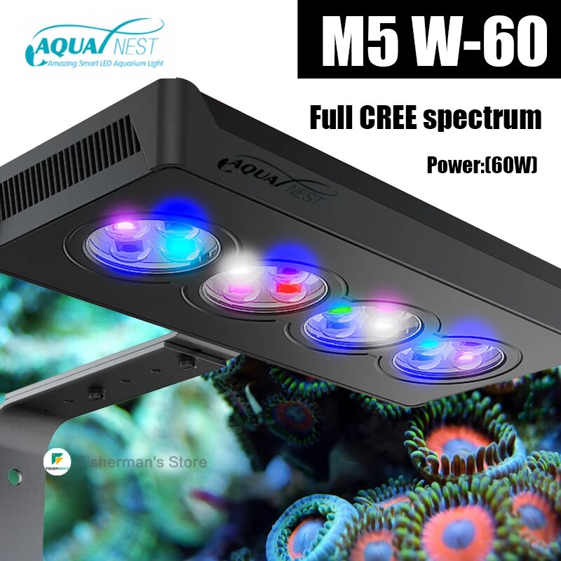 110-240V аква нест Свет для аквариума 60W Полный спектр CREE Освещение для соленой воды Невидимый дизайн Wi-Fi Для рыбацких аквариумов с коралловым рифом