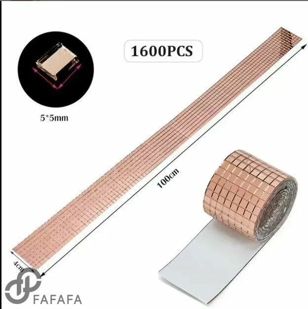 Зеркальная самоклеящаяся лента для мозаики цвета шампанского 0.5x0.5mm. 1 метр