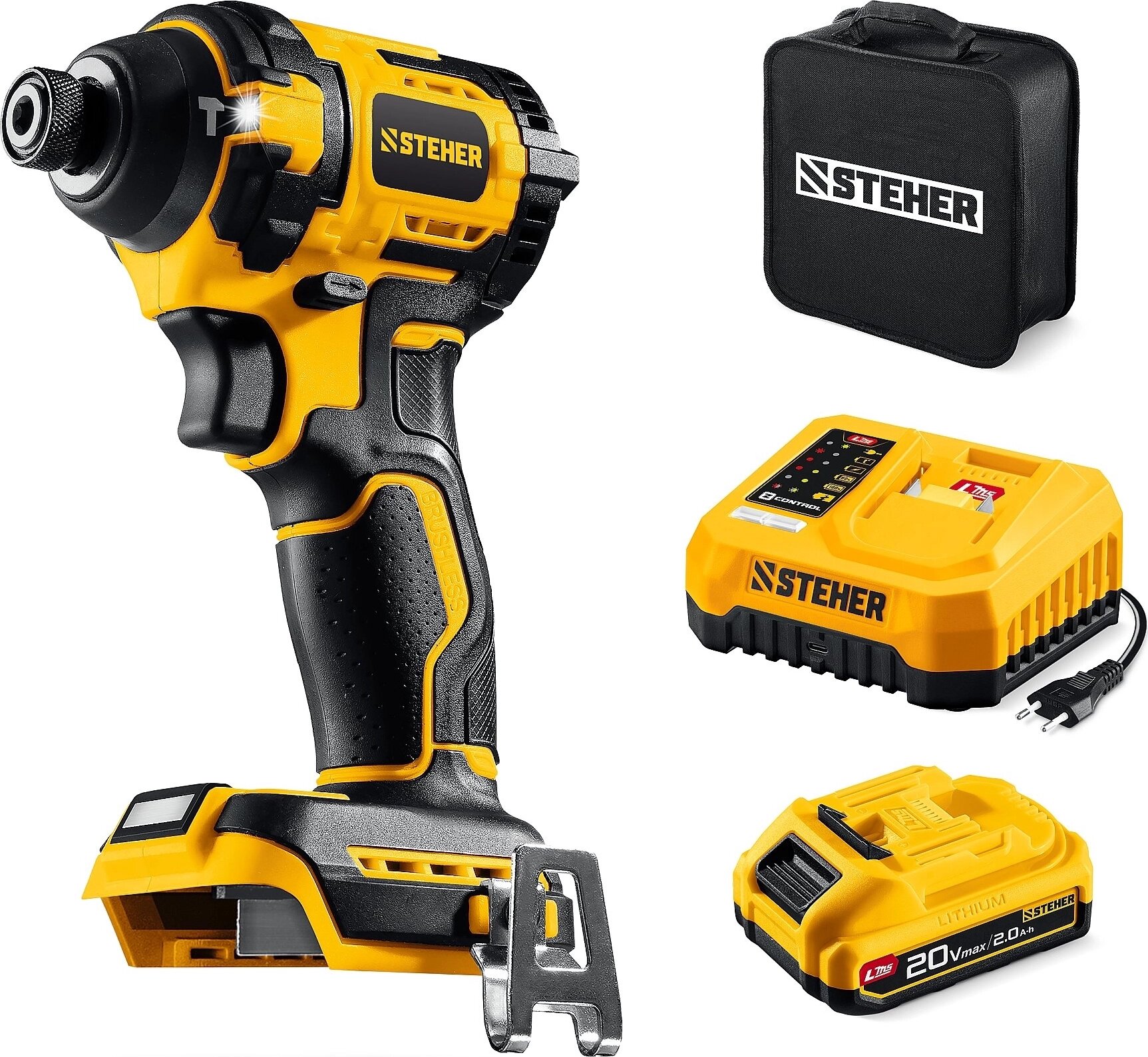 Бесщеточный ударный винтоверт STEHER CSB-180-21