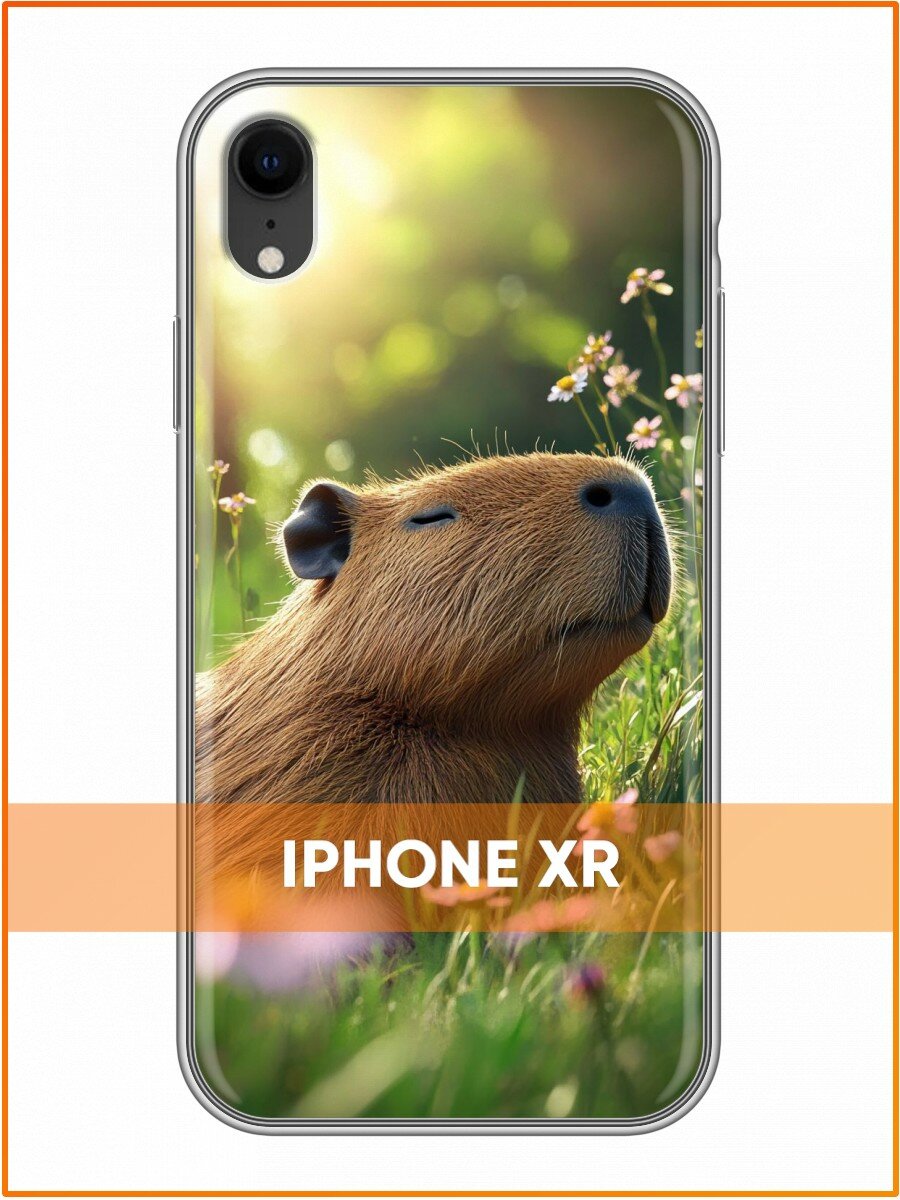 Чехол для Iphone Xr с принтом Капибара в траве (Айфон Xr)