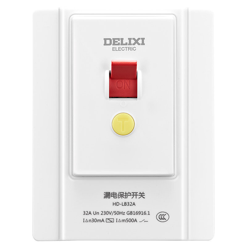 Защитный вилка Delixi с выключателем для защиты от утечки тока для водонагревателя и кондиционера 16A 10A