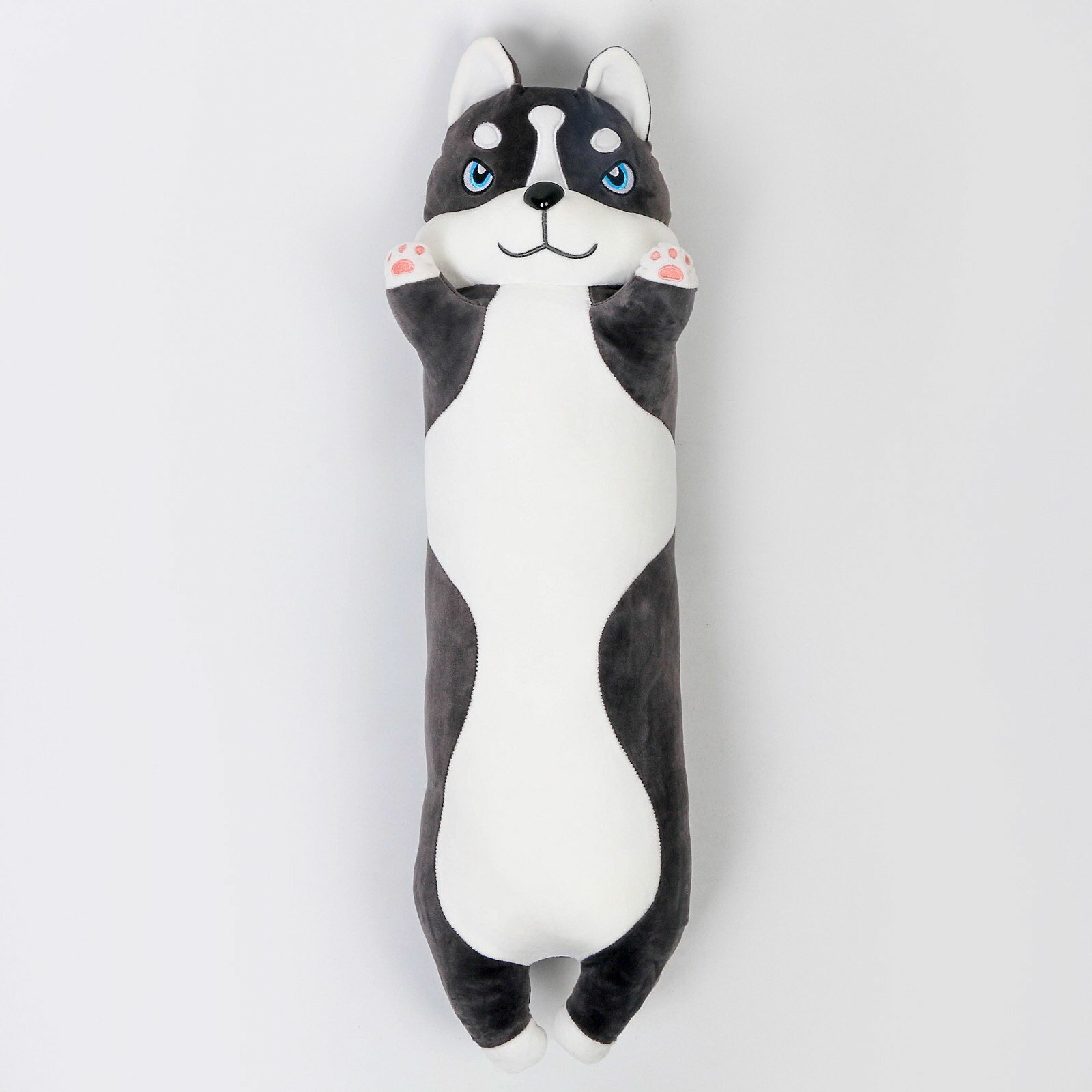 Мягкая игрушка "Хаски", 80 см, цвет серо-белый, цвет: белый, материал наполнителя: синтепон